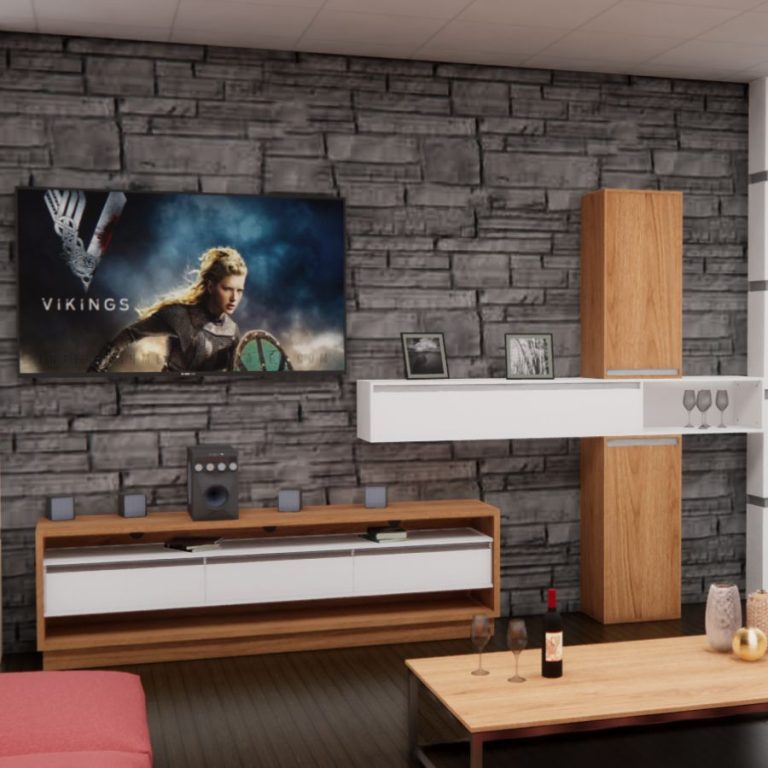 Rack televisor flotante Melamina Moderno Nimo
