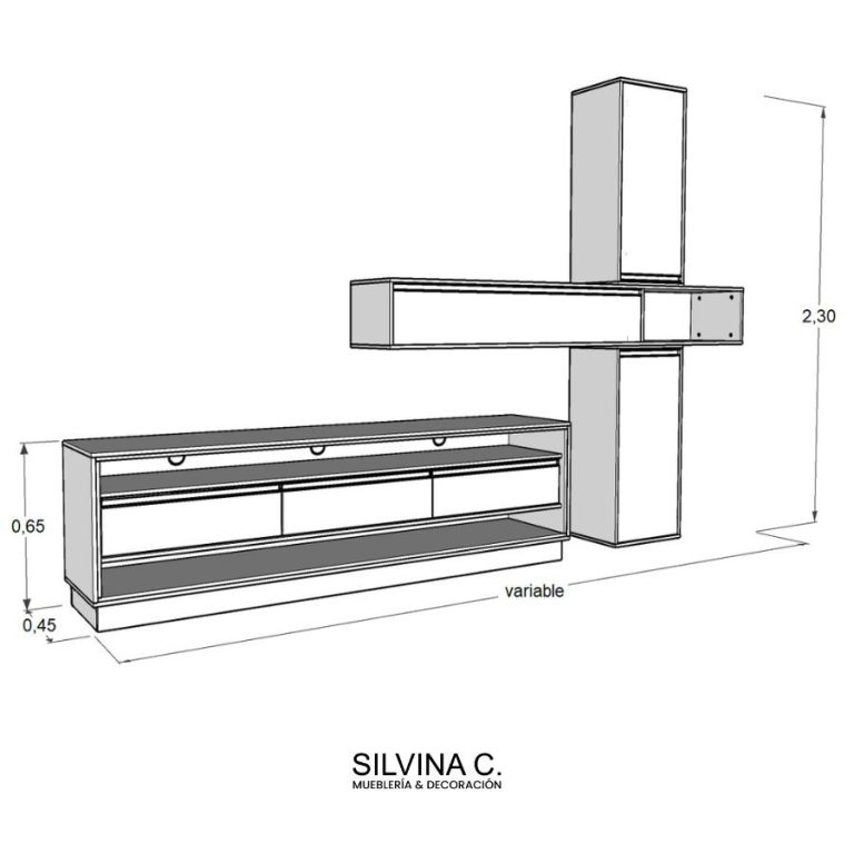 Rack televisor flotante Melamina Moderno Nimo