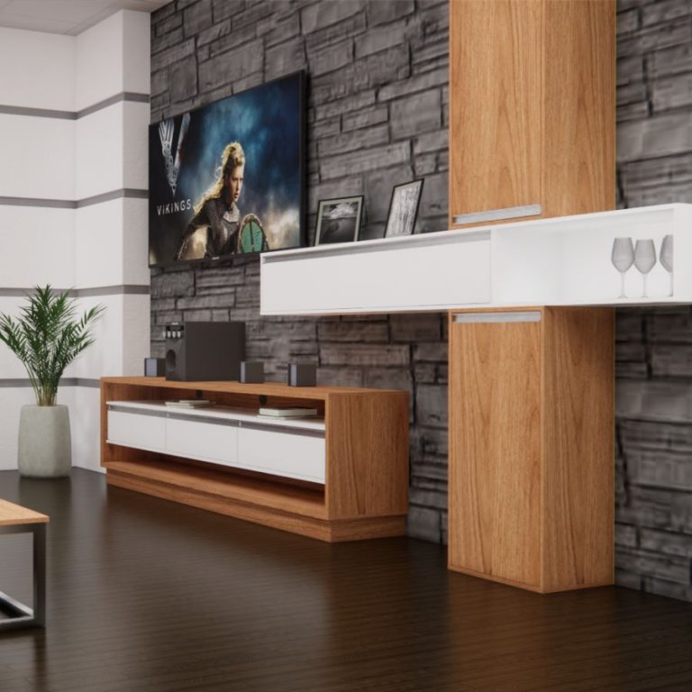 Rack televisor flotante Melamina Moderno Nimo