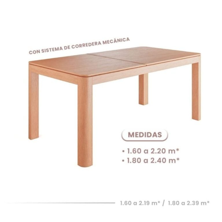 Mesa comedor extensible madera Grandis Nacar - SILVINA C